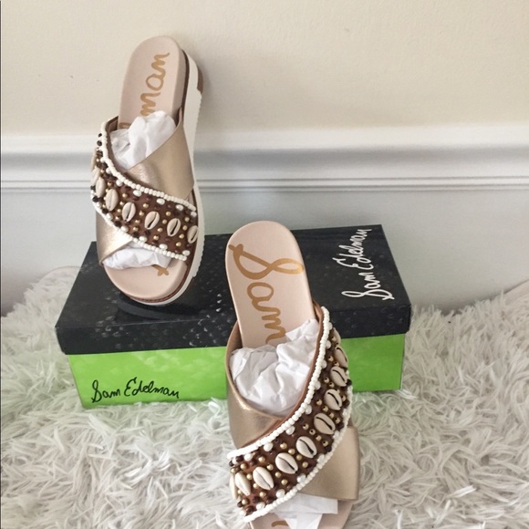 Sam Edelman | Shoes | Sam Edelman Austen Gold Shellspearls Embellished ...